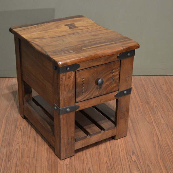 Wood and Iron End Table - Etsy
