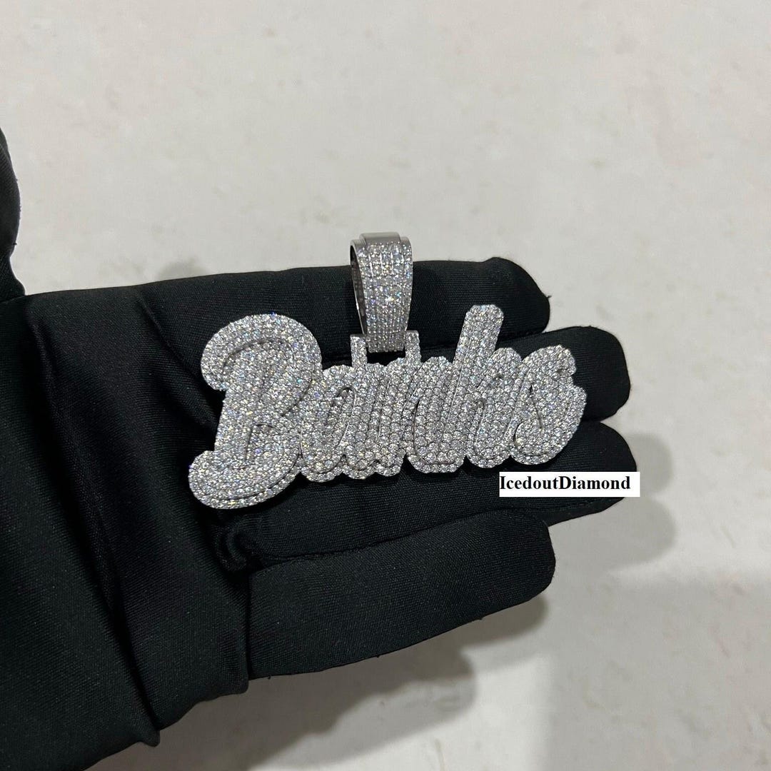 Custom VVS Moissanite Pendant in 925 Silver, 3 Inch Personalized ...