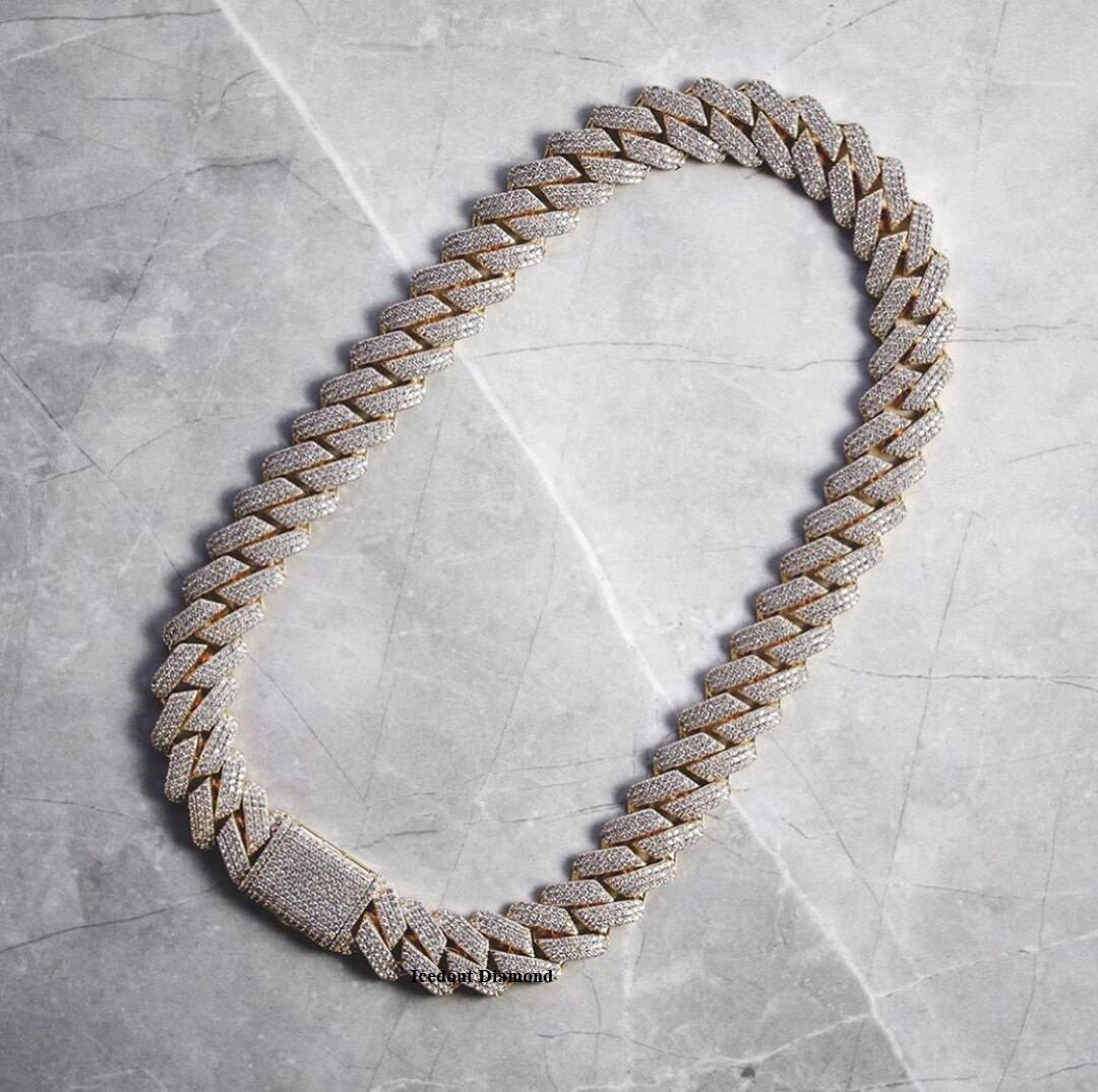 16mm Moissanite Cuban Chain, 925 Sterling Silver Cuban Necklace ...