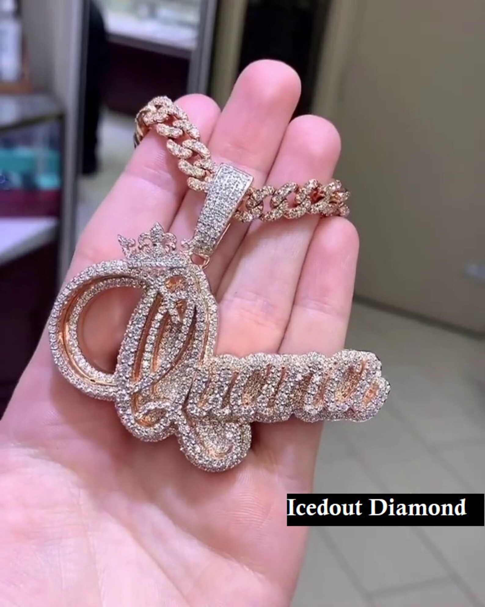 Custom Women Moissanite Necklace in 14K Rose Gold | Any Letters Custom ...