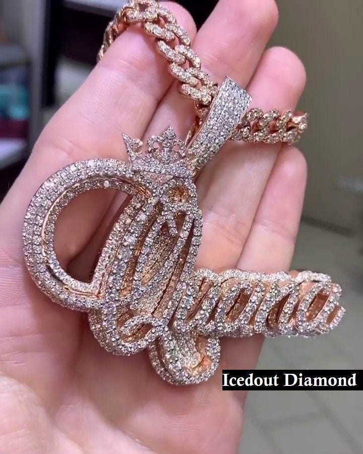 Custom Women Moissanite Necklace in 14K Rose Gold | Any Letters Custom ...