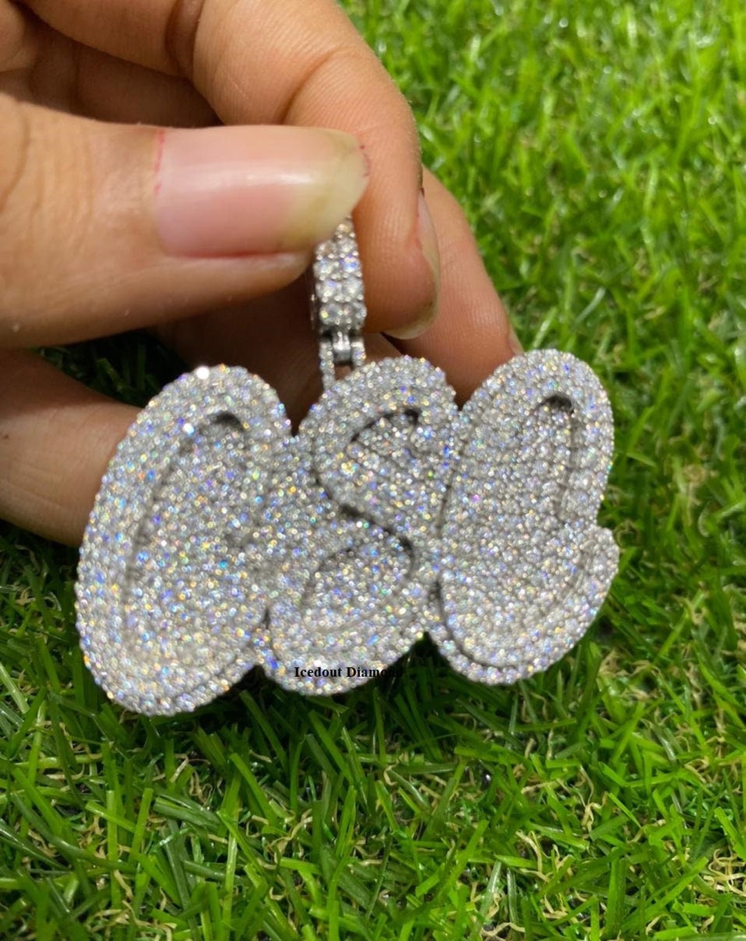 Custom VVS Moissanite Letter Pendant, Name Initials or Alphabet Charm ...