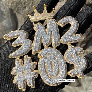 Moissanite Pendant, Custom Letter Pendant in Silver, Icedout Moissanite ...