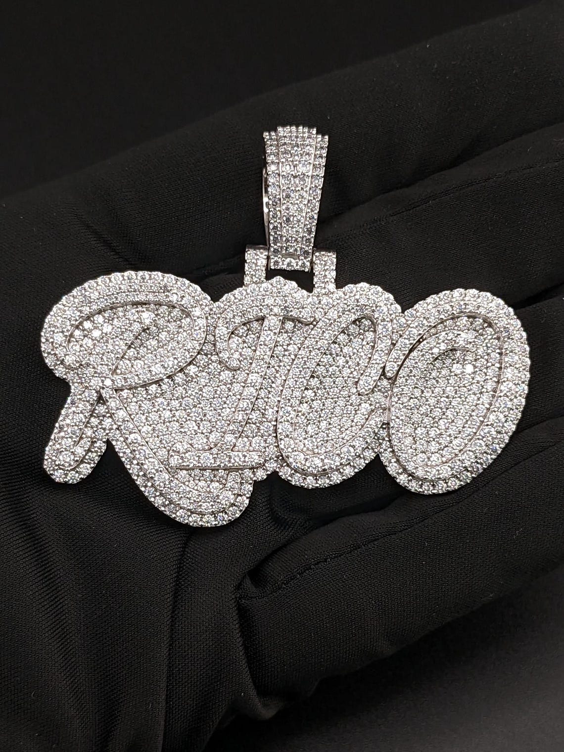 Moissanite Custom Pendant in 925 Silver, Any Letters Customize Chain ...