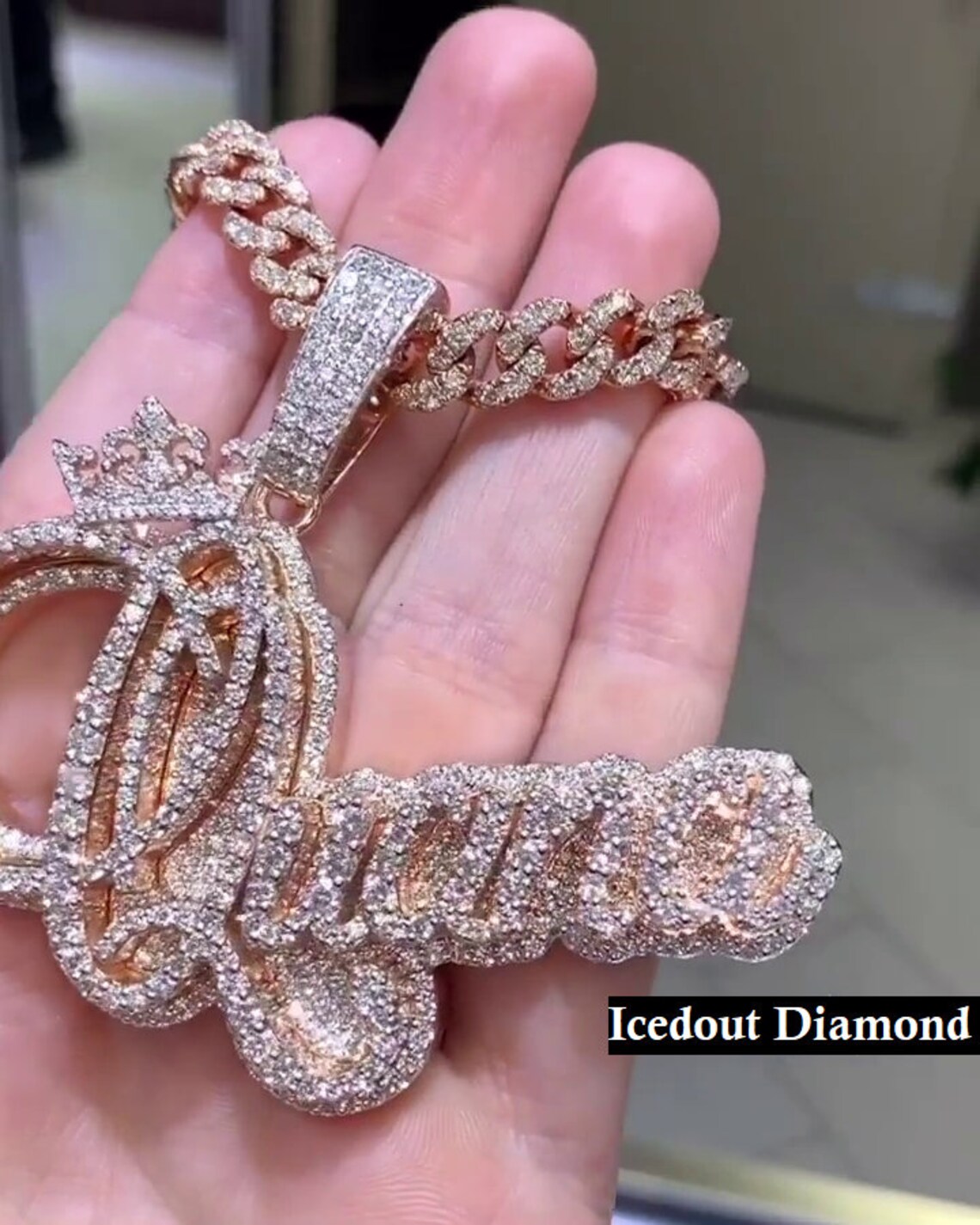 Custom Women Moissanite Necklace in 14K Rose Gold | Any Letters Custom ...