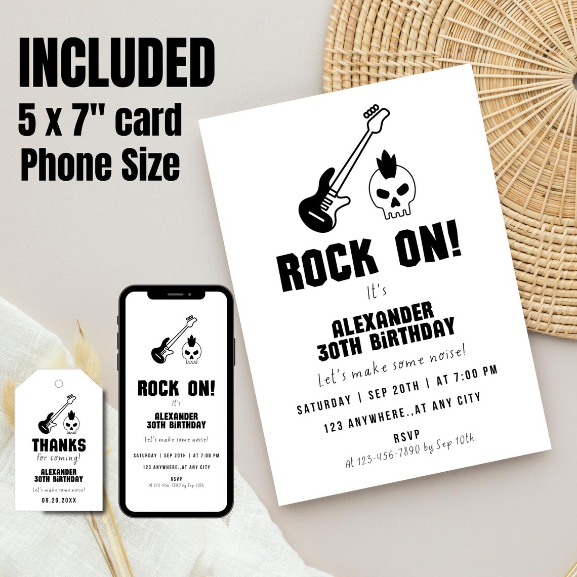 Rock Birthday Party Rock Star Party Invitation Rock Birthday Invitation ...