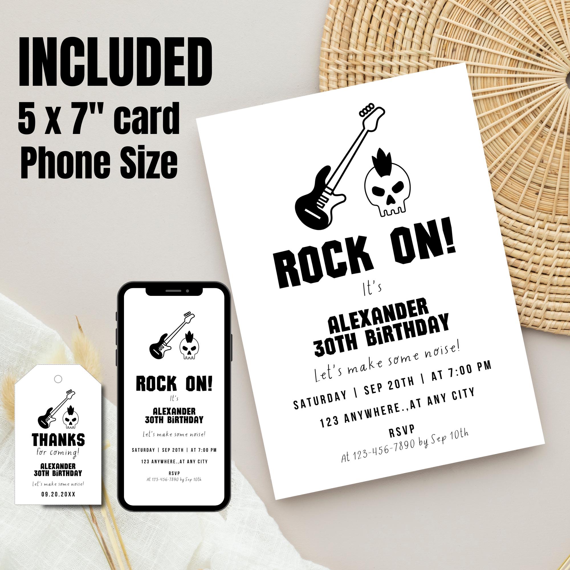 Rock Birthday Party Rock Star Party Invitation Rock Birthday Invitation ...