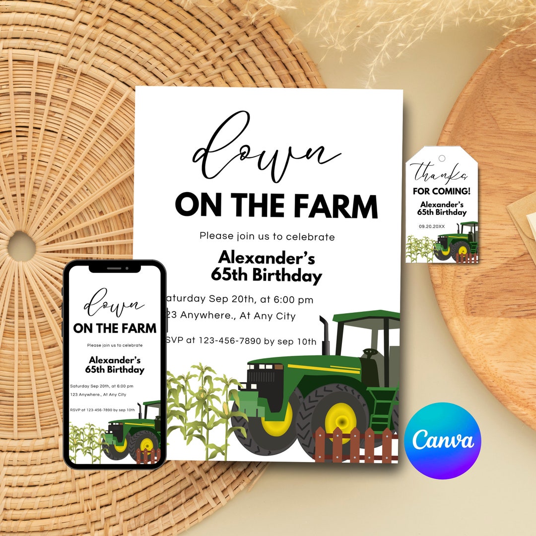 Farm Birthday Invitation Farm Invitation Birthday Farm Theme Birthday ...