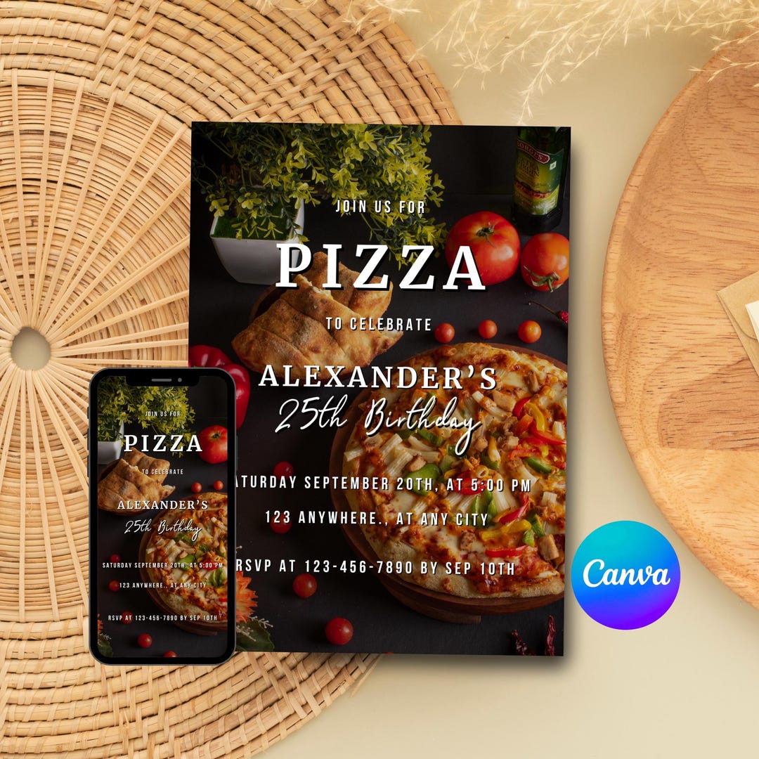 Pizza Party Invitation Pizza Birthday Invit Pizza Invitation Pizza ...