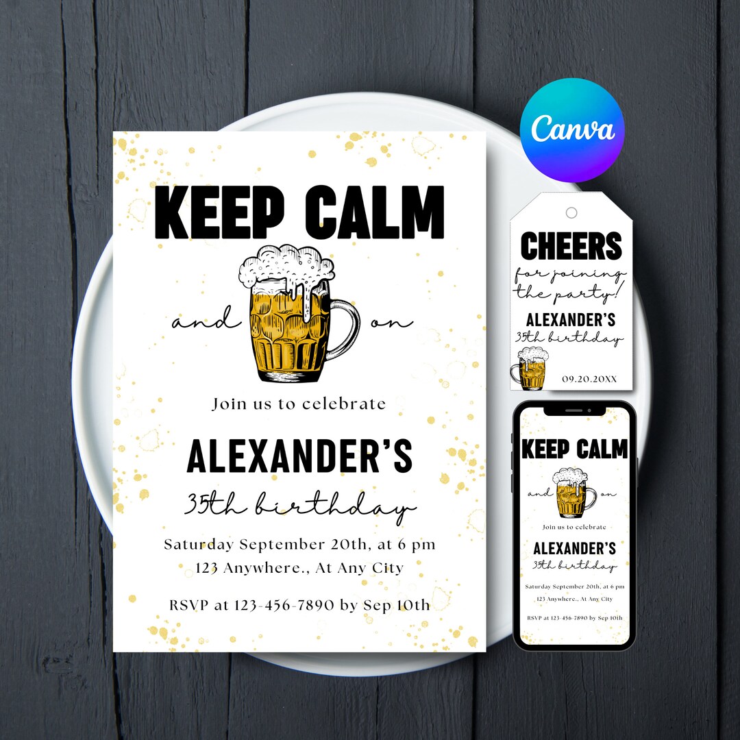 Beer Theme Party Invitation Beer Invitation Beer Birthday Invitation ...