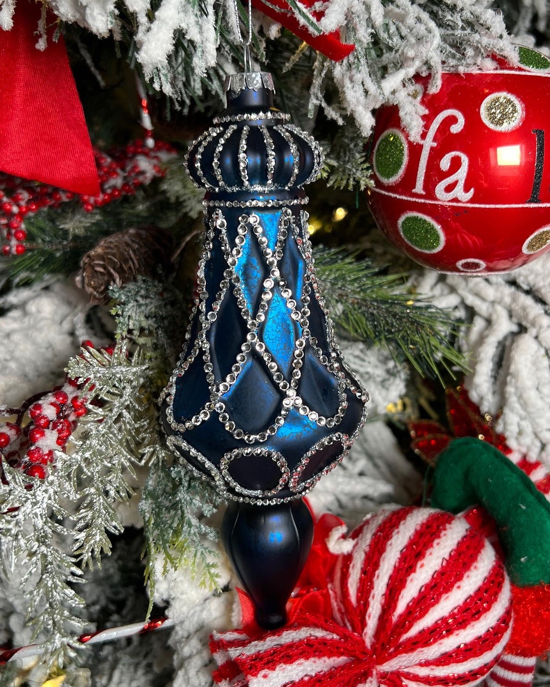 Navy Blue Vintage Cone Ornament version 1 - Etsy