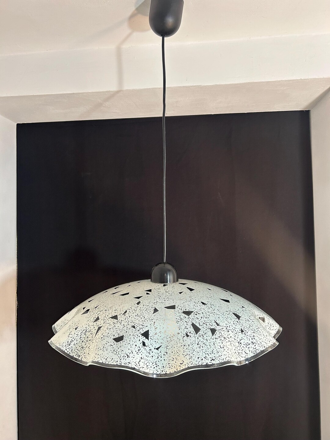 Vintage Glass Pendant Ceiling Light, 80s Abstract Decor - Etsy