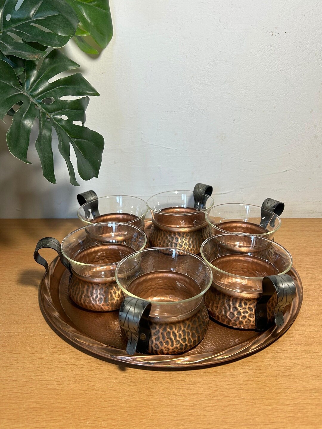6 Tea Cups Tea Glass Set Vintage With Tray Mid Century Germany 1960s ...