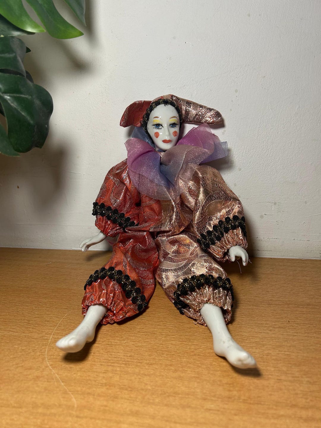 Vintage JESTER DOLL Sugar Loaf Harlequin Clown Mardi Gras Jester Doll ...