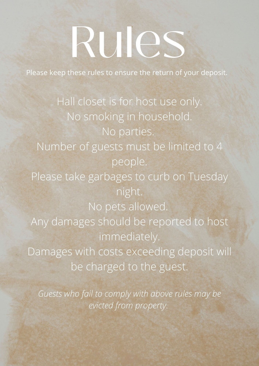 Airbnb Rules List Template / Neutral Editable / VRBO Vacation Rental ...