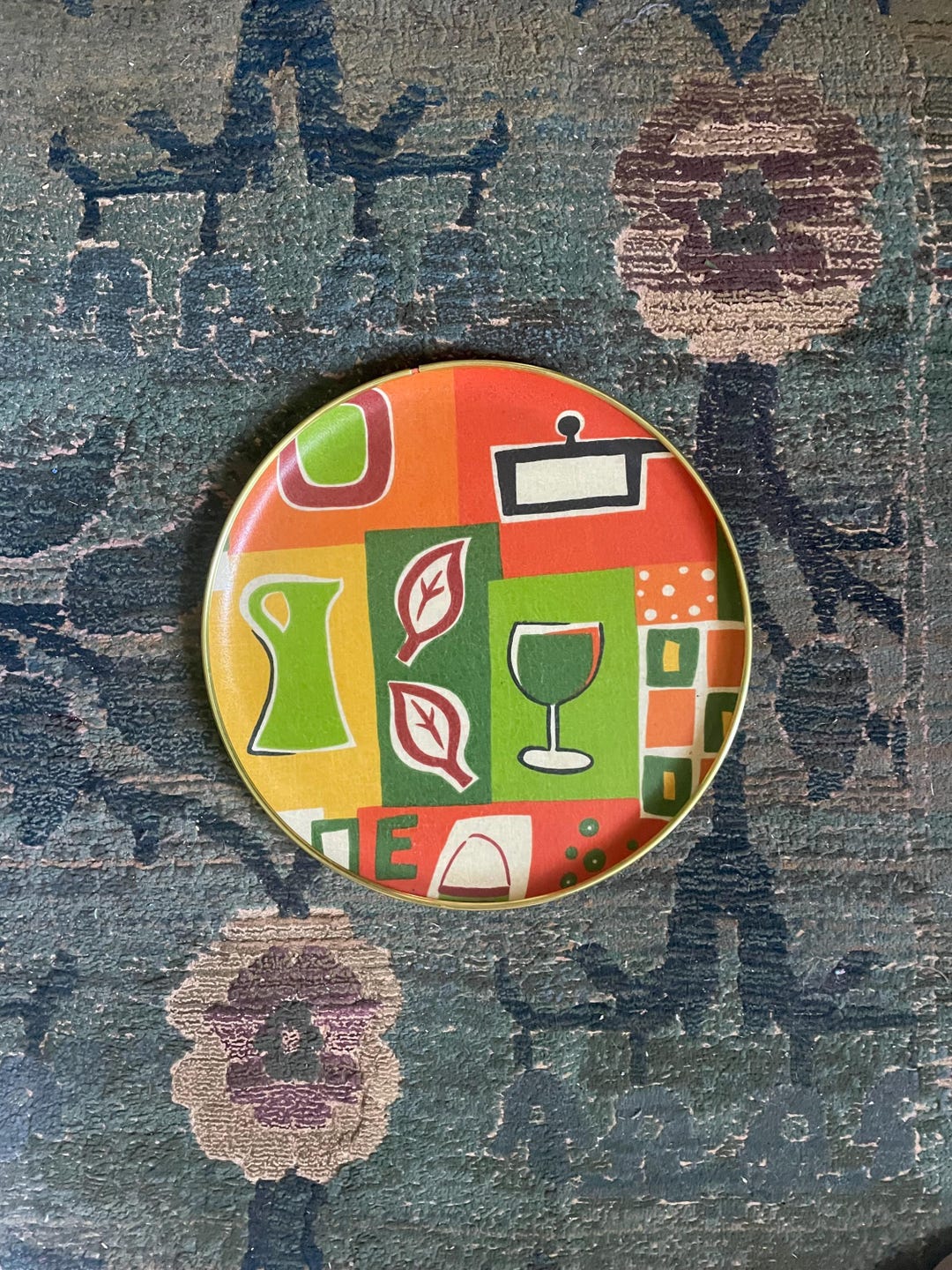 Vintage MCM Pop Art Bar Tray - Etsy