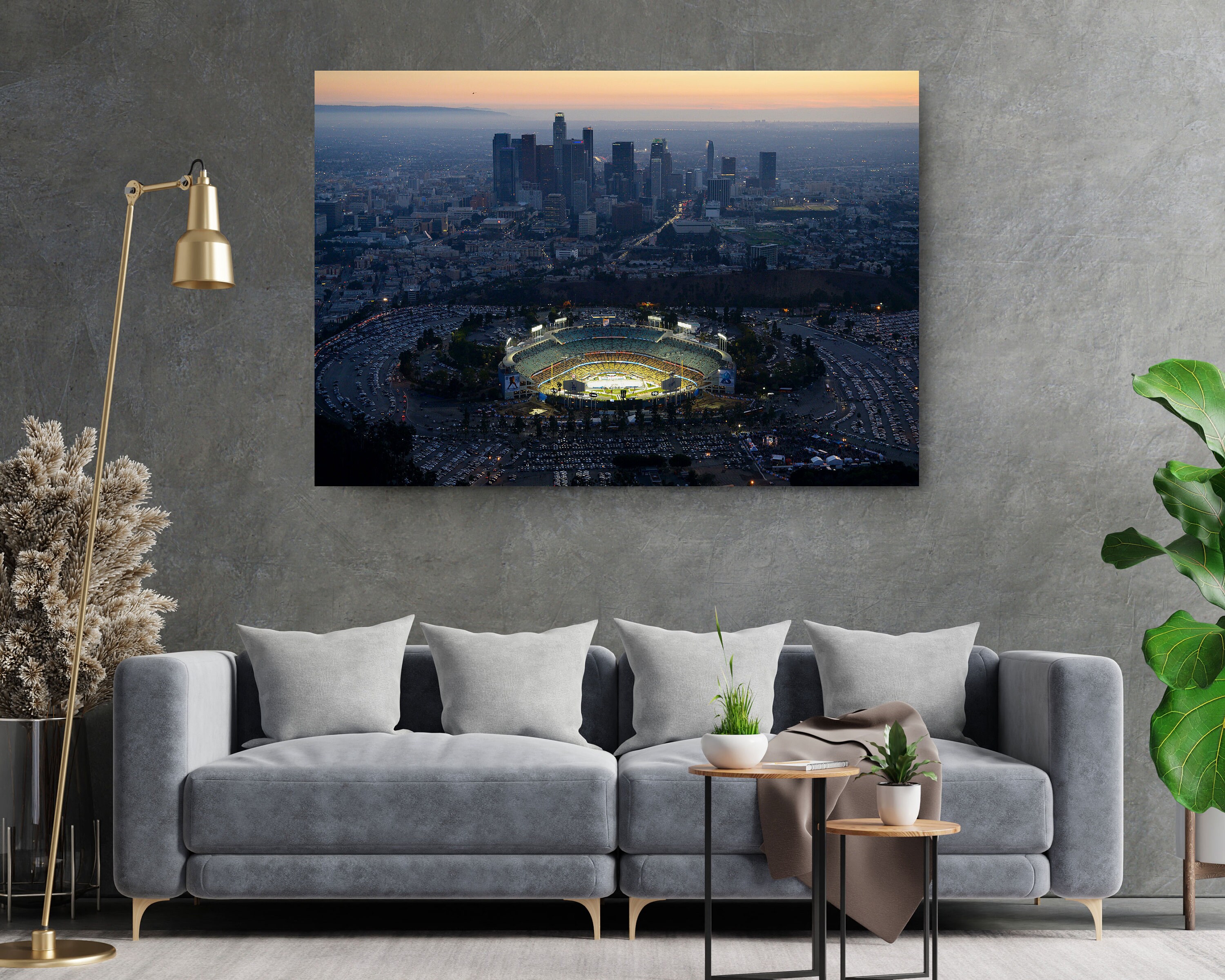 Los Angeles Skyline Dodgers Stadium Game Abstract Art Urban Art Pop ...