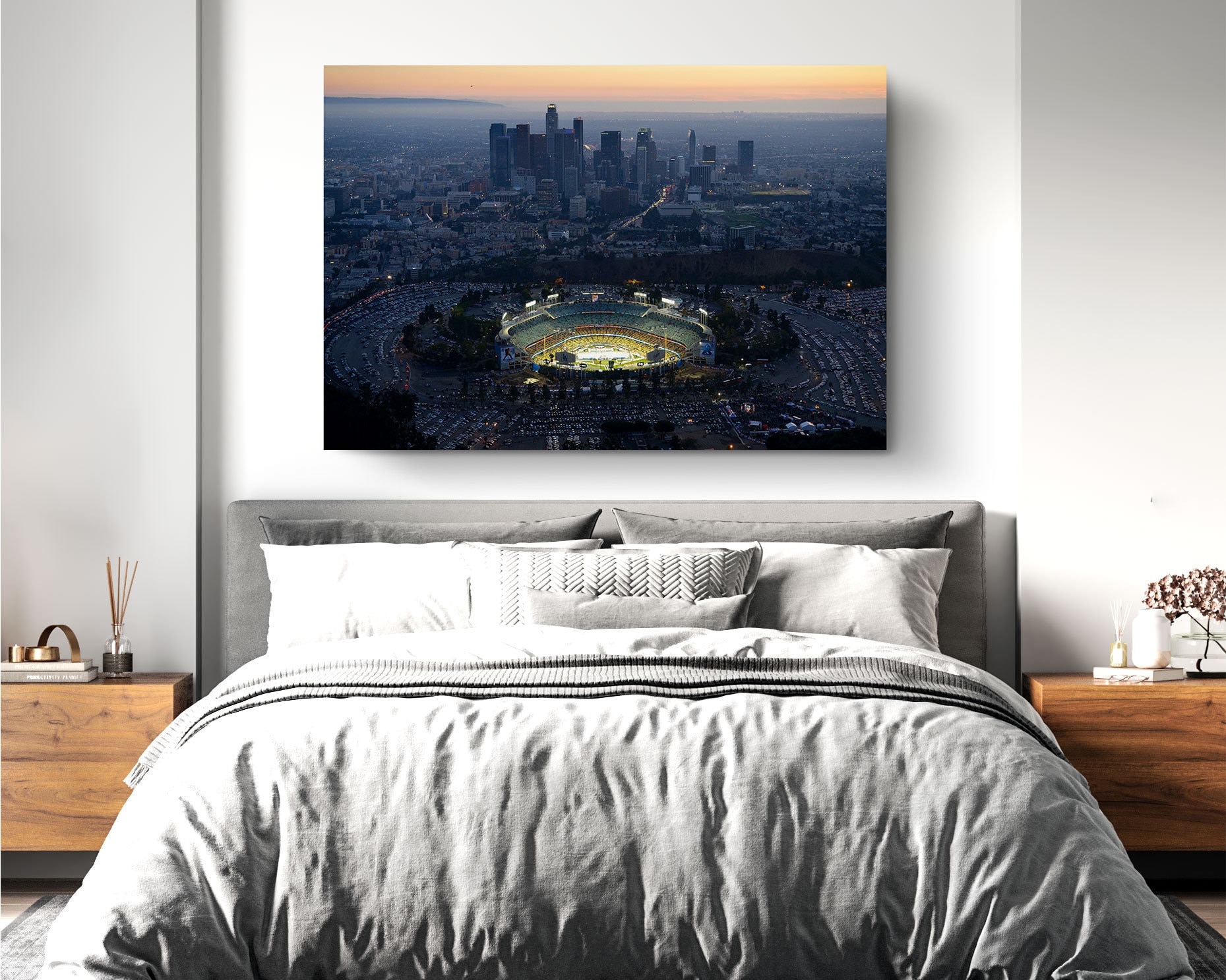 Los Angeles Skyline Dodgers Stadium Game Abstract Art Urban Art Pop ...