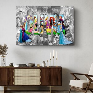 Personalized Princess Characters - Custom Name Poster and Framed Canvas ...