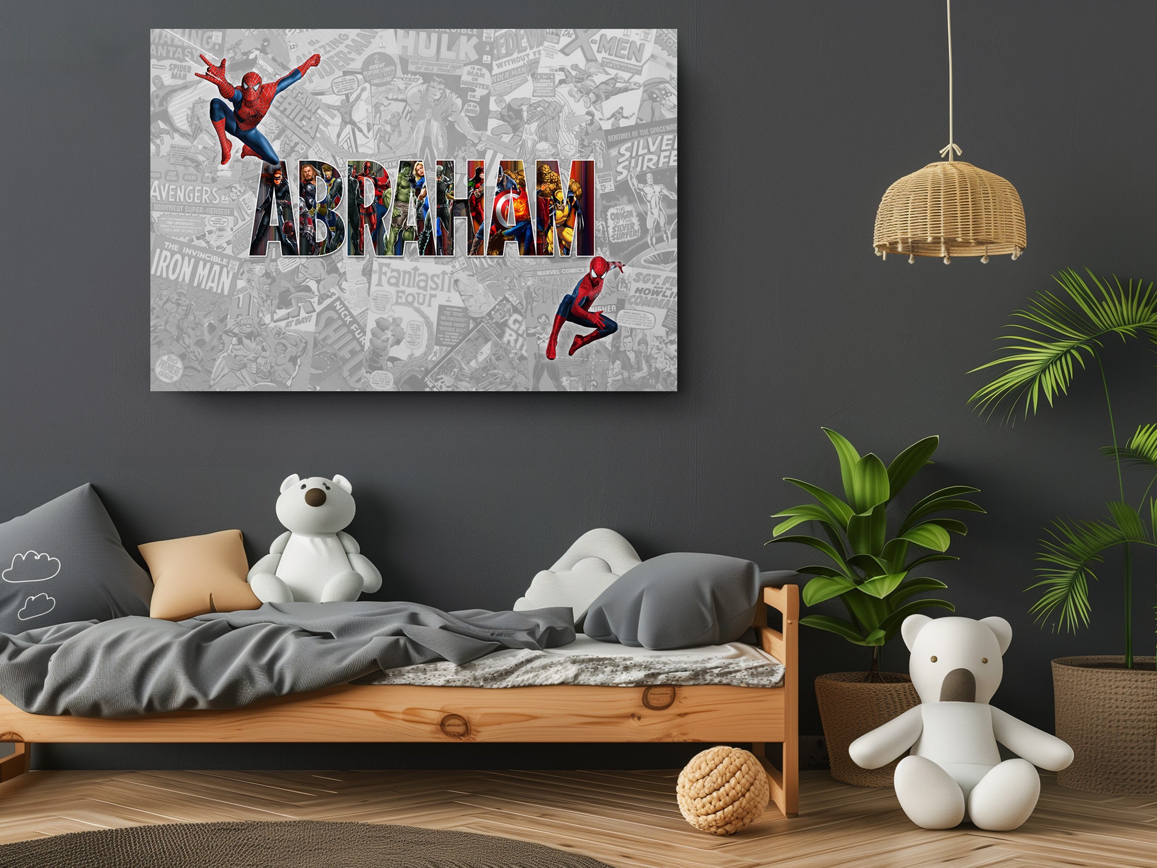 Superhero Mixed Background Custom Personalized Name, Spider Custom ...