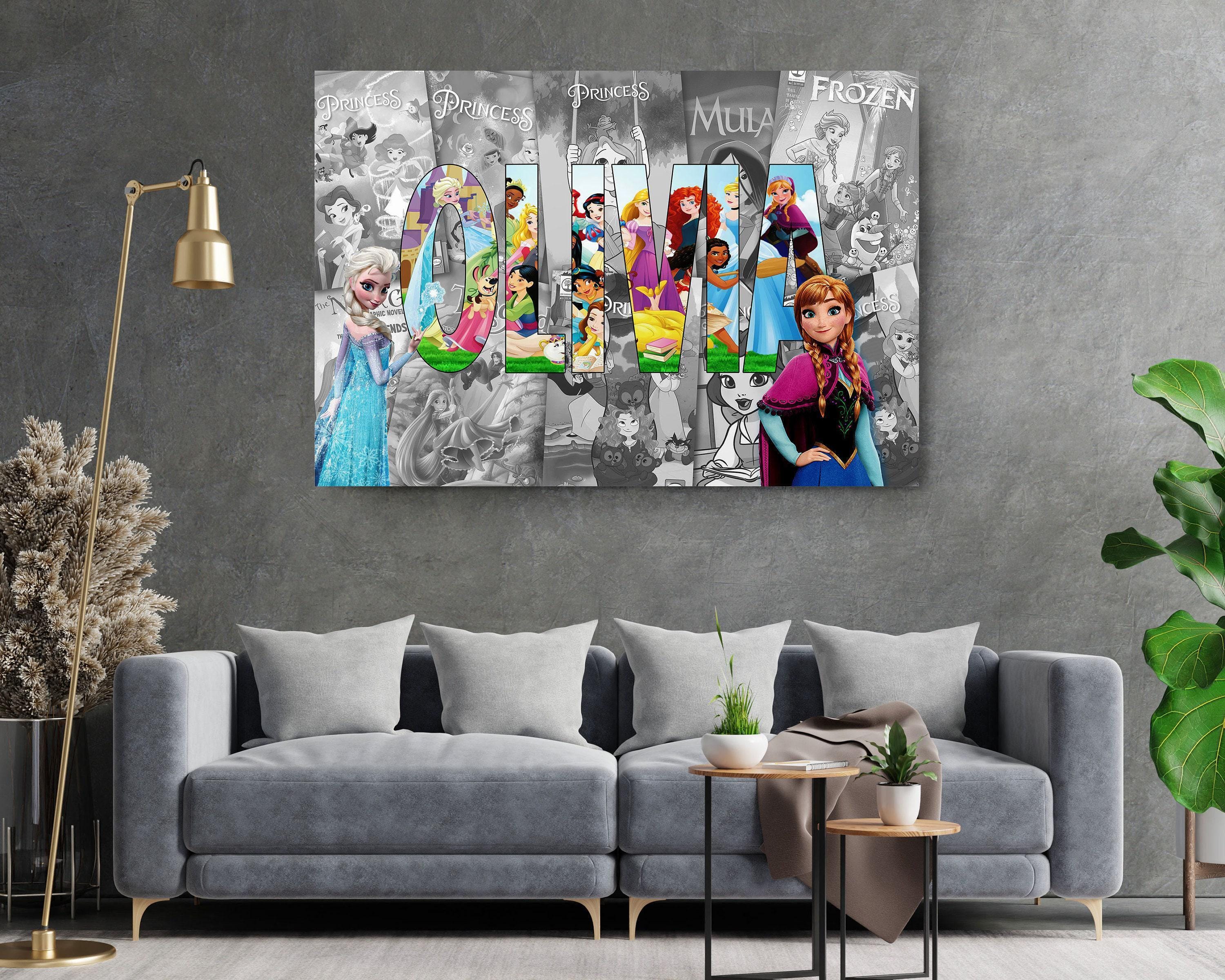 Personalized Princess Characters - Custom Name Poster and Framed Canvas ...