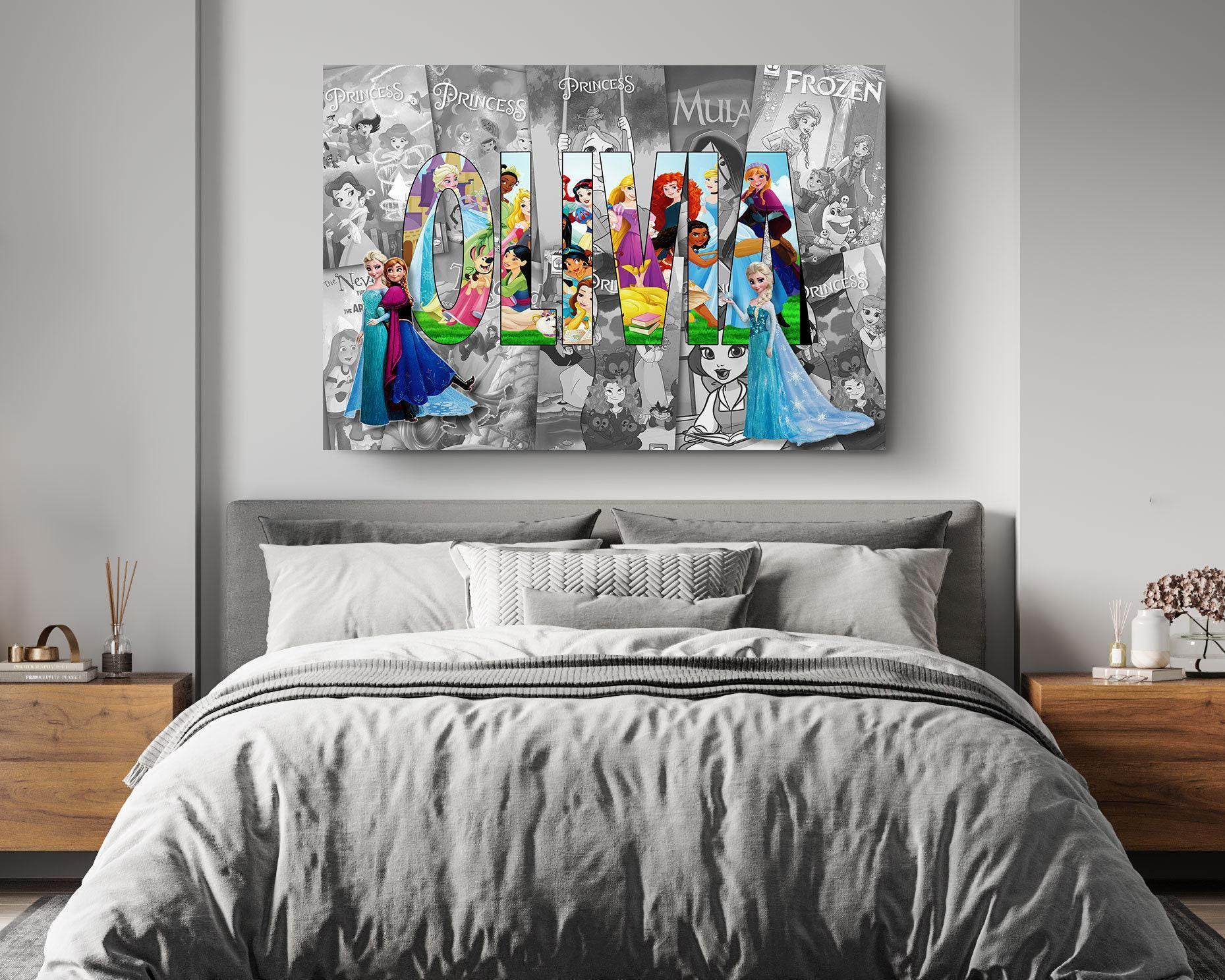 Personalized Princess Characters - Custom Name Poster and Framed Canvas ...