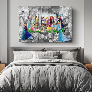 Personalized Princess Characters - Custom Name Poster and Framed Canvas ...