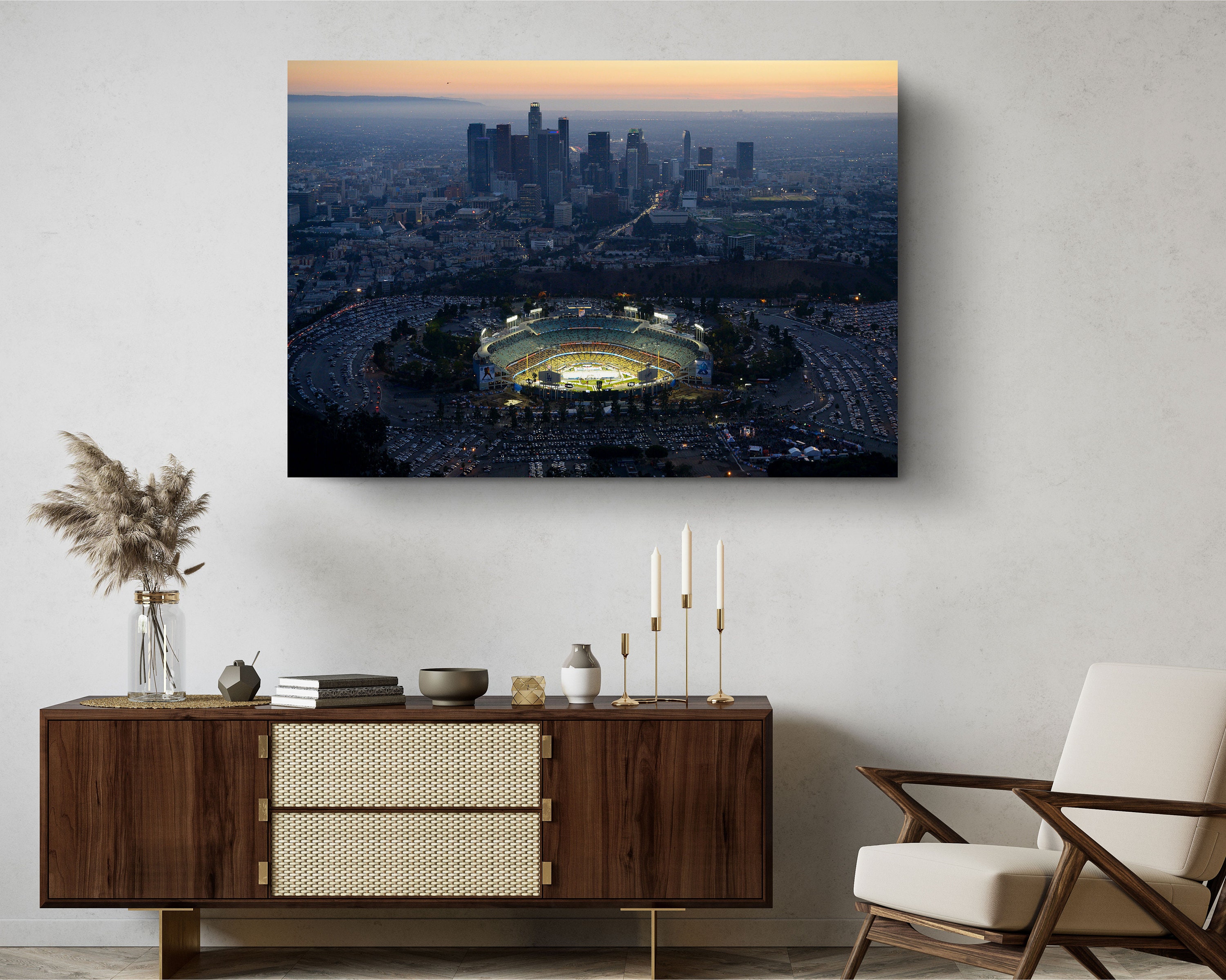 Los Angeles Skyline Dodgers Stadium Game Abstract Art Urban Art Pop ...