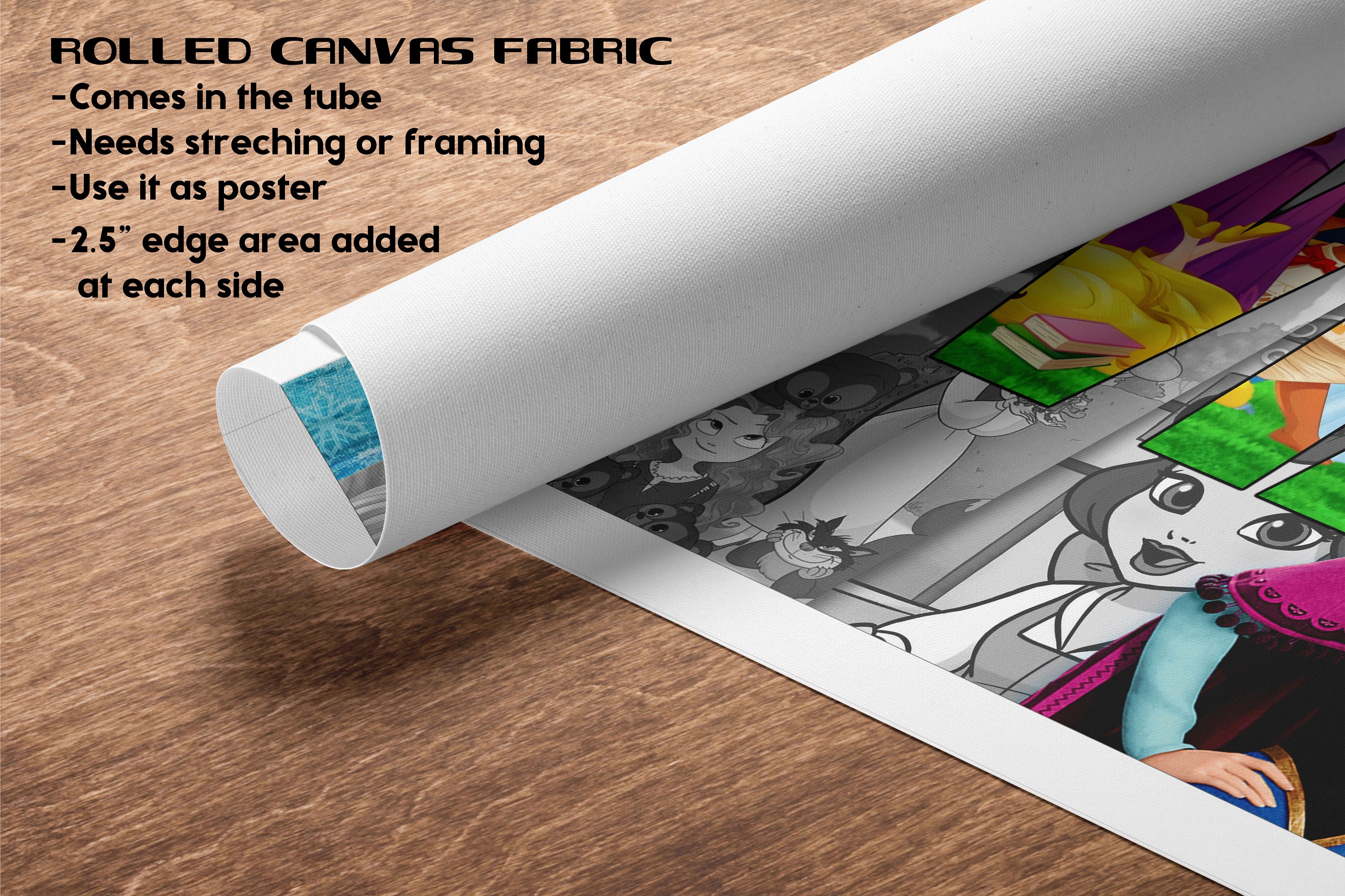 Personalized Princess Characters Custom Name Poster and Framed Canvas ...