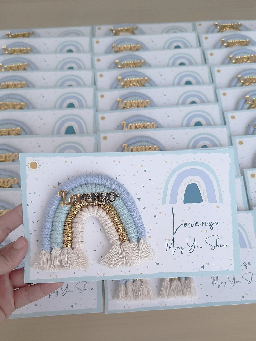 Baby Shower Magnet Favors / Macrame Rainbow Magnet / Baby Shower Gift ...