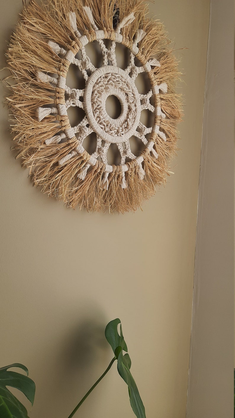 Raffia Wall Decor Raffia Wall Art Raffia Wall Hangingraffia - Etsy