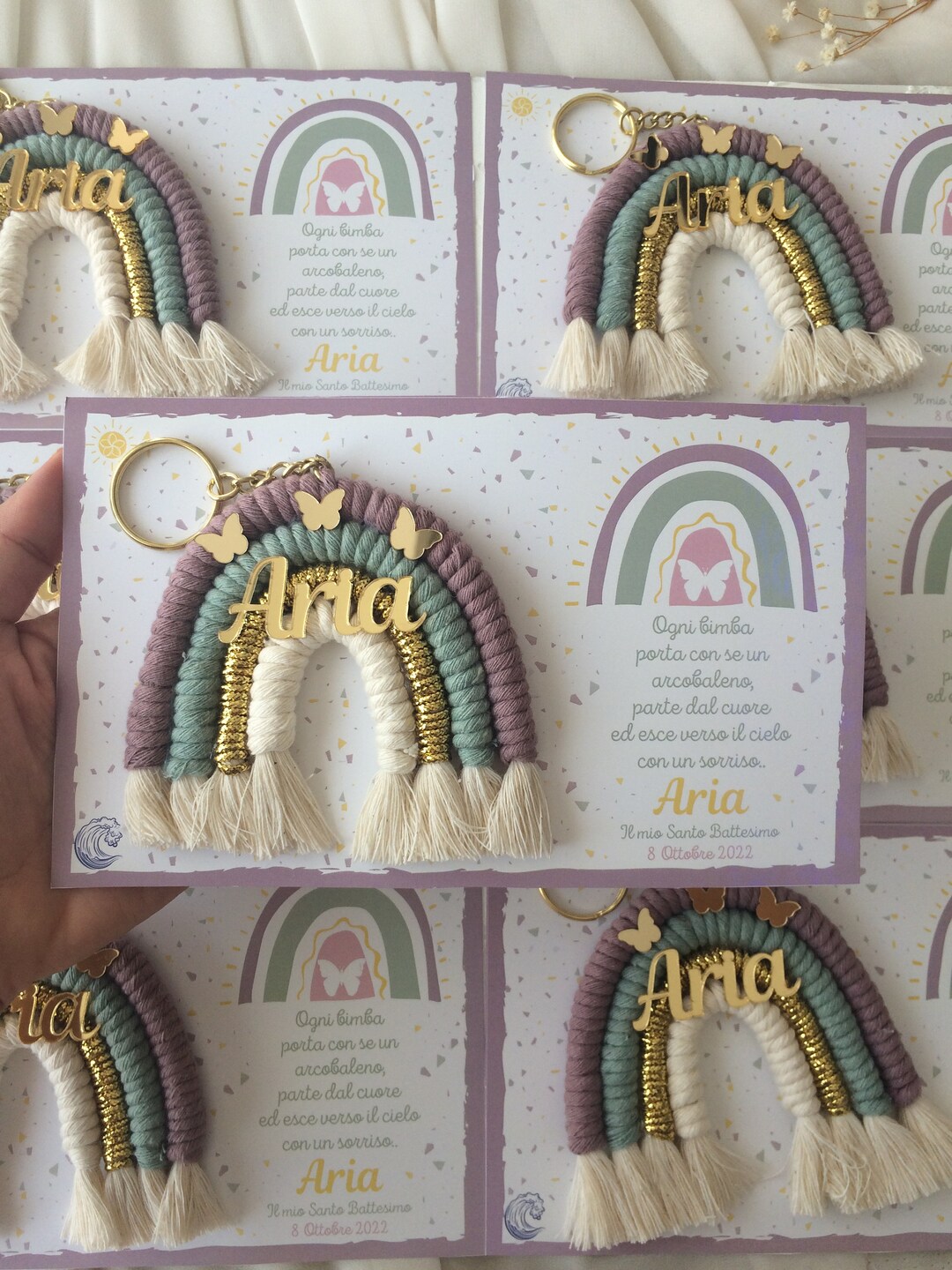 Colourful Macrame Rainbow Keychain Favors,christening Favors ...
