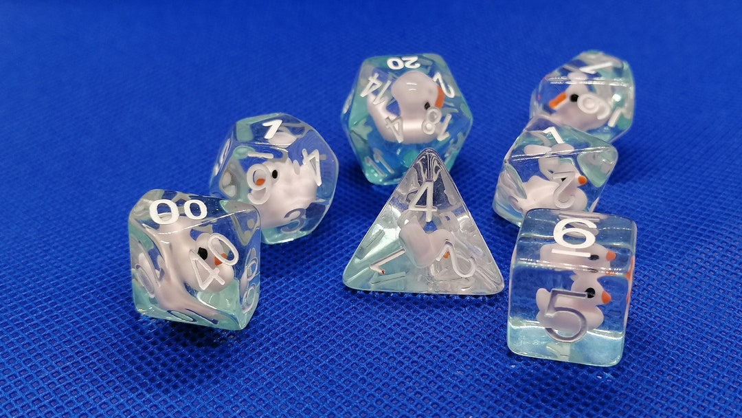 Full Set Handmade Resin Dice Transparent Rubber Duck Polyhedral Dice ...