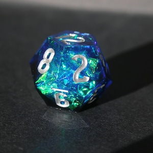 Ocean Blue Sharp Edge Dice, Blue & Black Dnd Dice Set, Polyhedral Dice ...