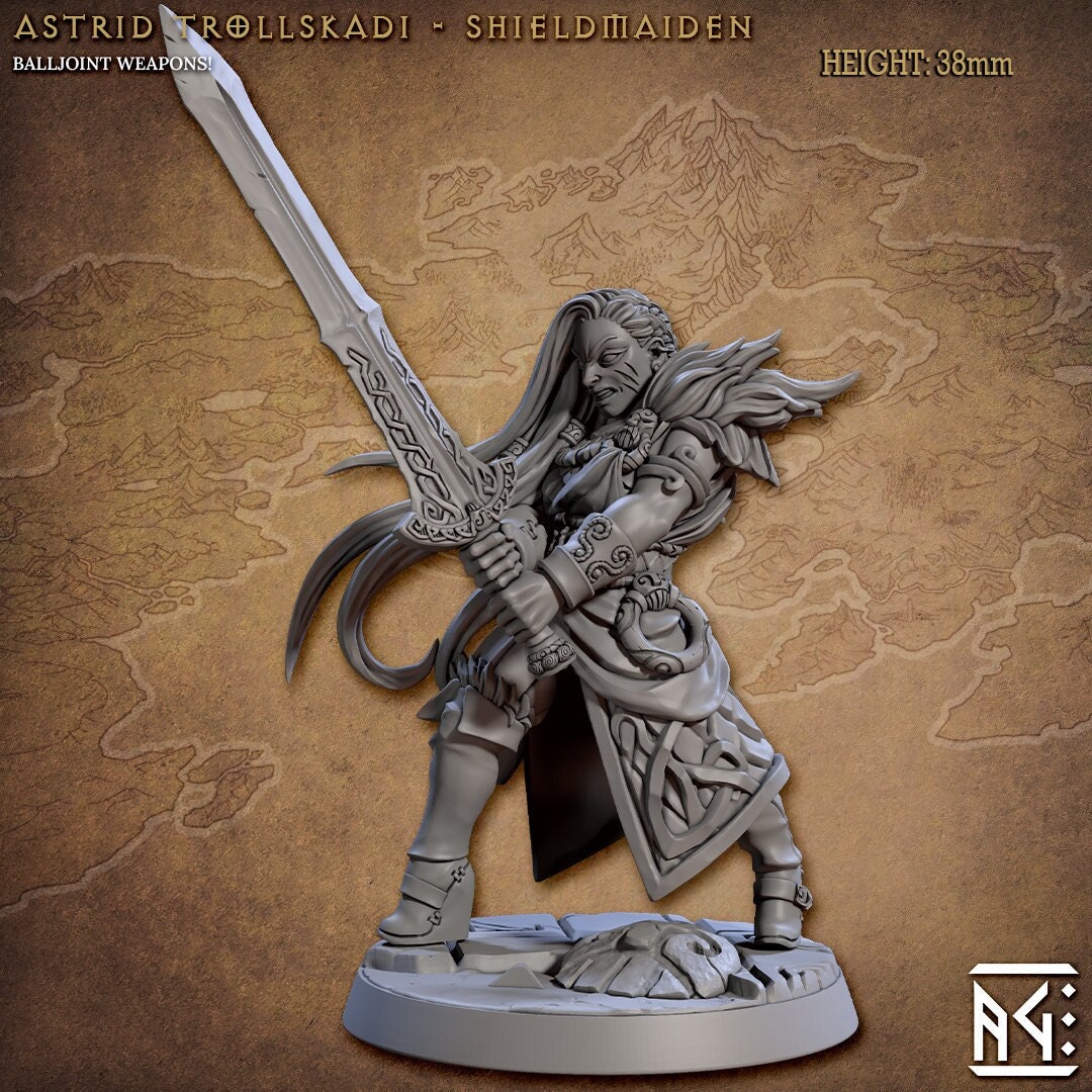 Female Shieldmaiden Barbarian Viking Warriors Norsemen Resin Miniature ...