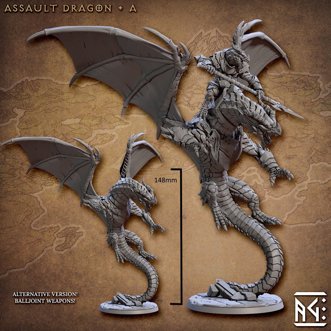 Assault Dragons & Dragon Raiders, 32mm Miniature Fantasy Dnd, Draconian ...