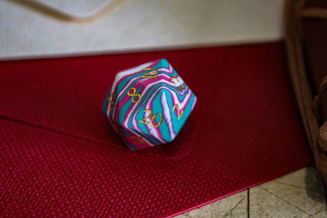 Candy Dice Set With Gold, Turquoise and Pink Laboratory Grown Stone Dnd ...