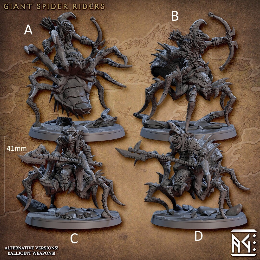 Spider Riders, Dnd Miniatures, Faldorn Goblins, Artisan Guild - Etsy