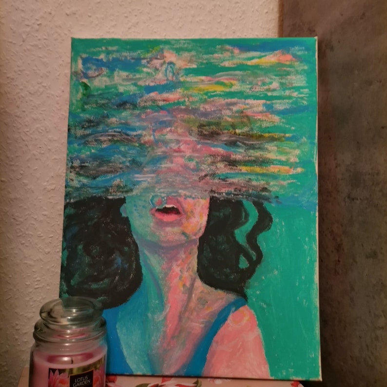 Drowning/drawing on Canvas - Etsy