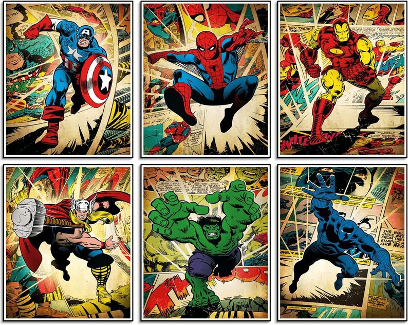 Superheros Watercolor Poster Avengers Wall Art Marvel Wall - Etsy