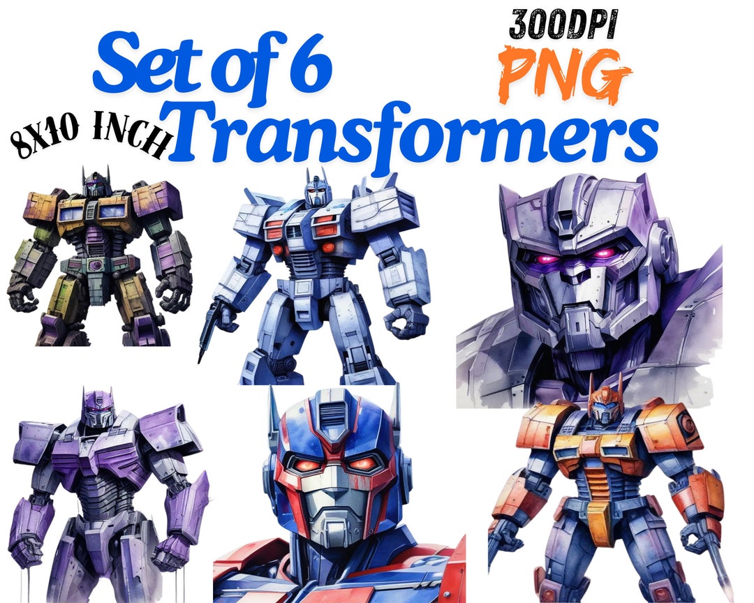 Set of 6 Transformers Print ,digital Download, Watercolor Print ...