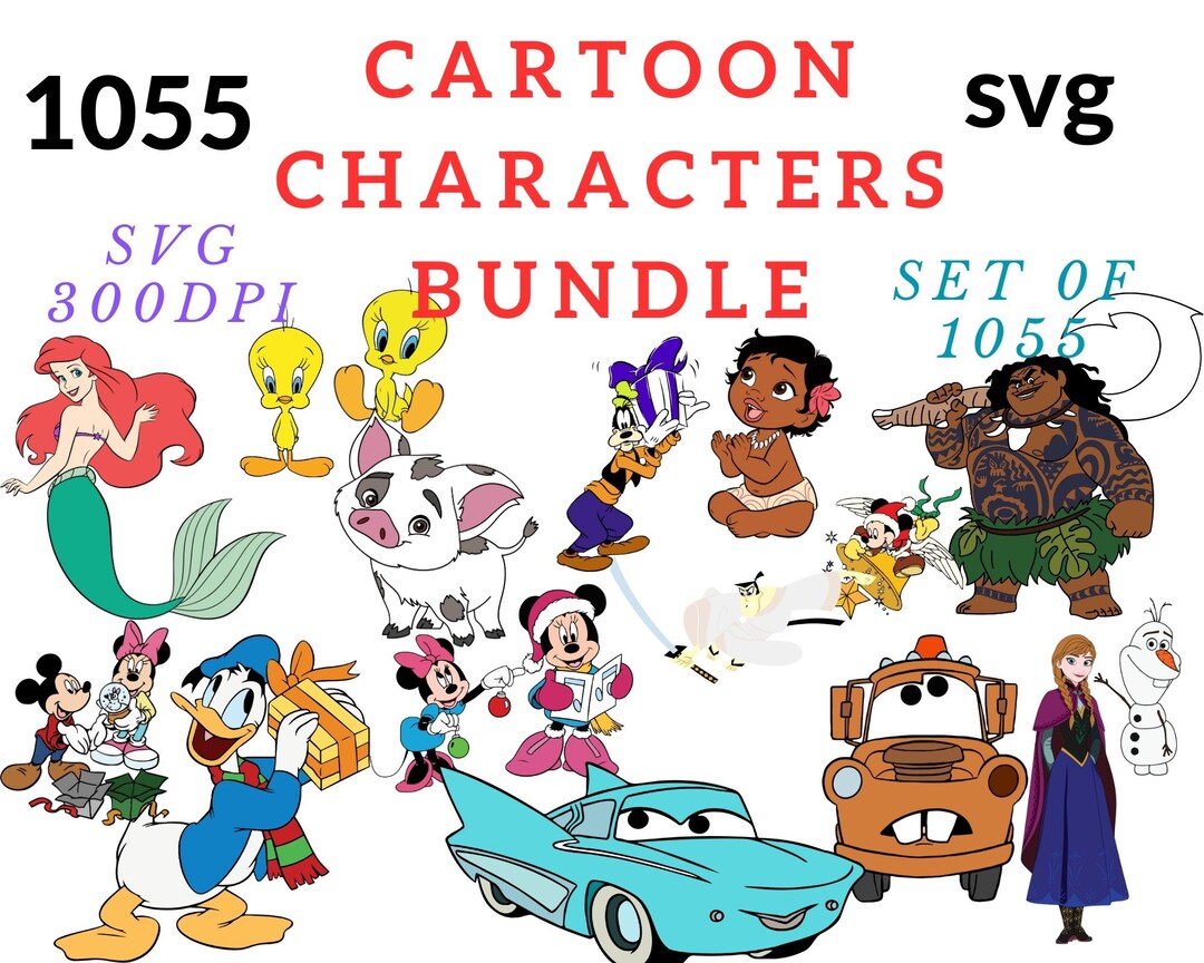Buy 1055 Cartoon Characters Svg Bundle, Svg Files for Cricut, Layered ...
