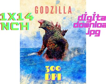 Godzilla Modern Art - Etsy
