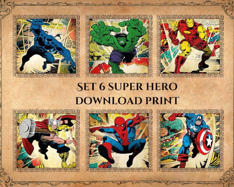Superheros Watercolor Poster Avengers Wall Art Marvel Wall - Etsy