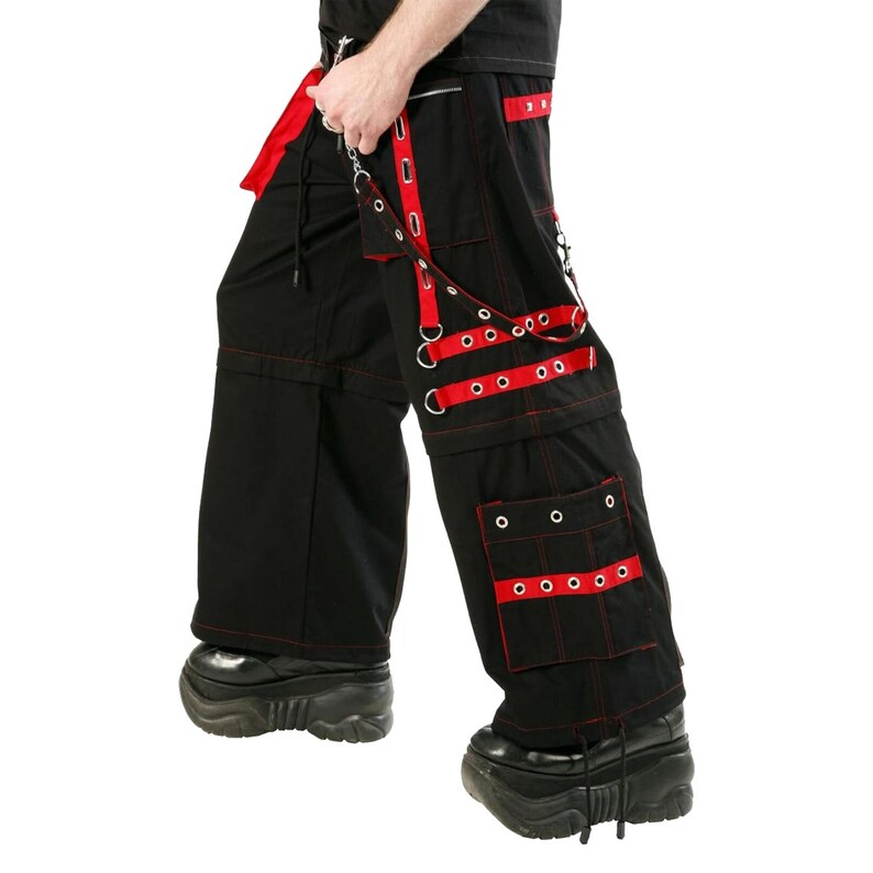 Gothic Black Cargo Trip Pants Black Goth Punk Pants With - Etsy