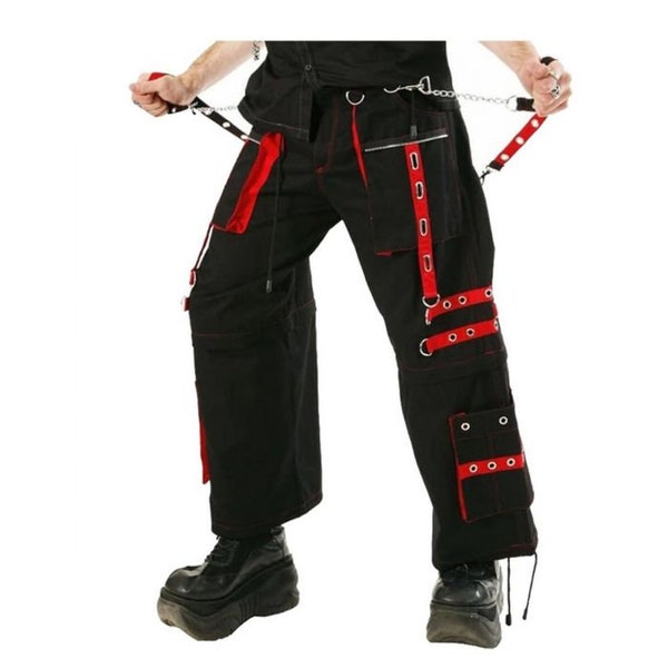 Red and Black Cargo Pants - Etsy
