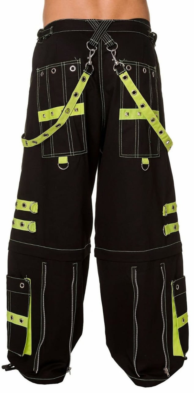 Gothic Black Cargo Trip Pants Black Goth Punk Pants With - Etsy