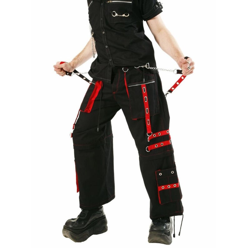 Gothic Black Cargo Trip Pants Black Goth Punk Pants With - Etsy