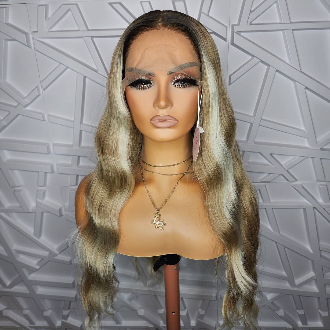 26 Inch Wavy Two Tone Blonde Lace Wig - Etsy