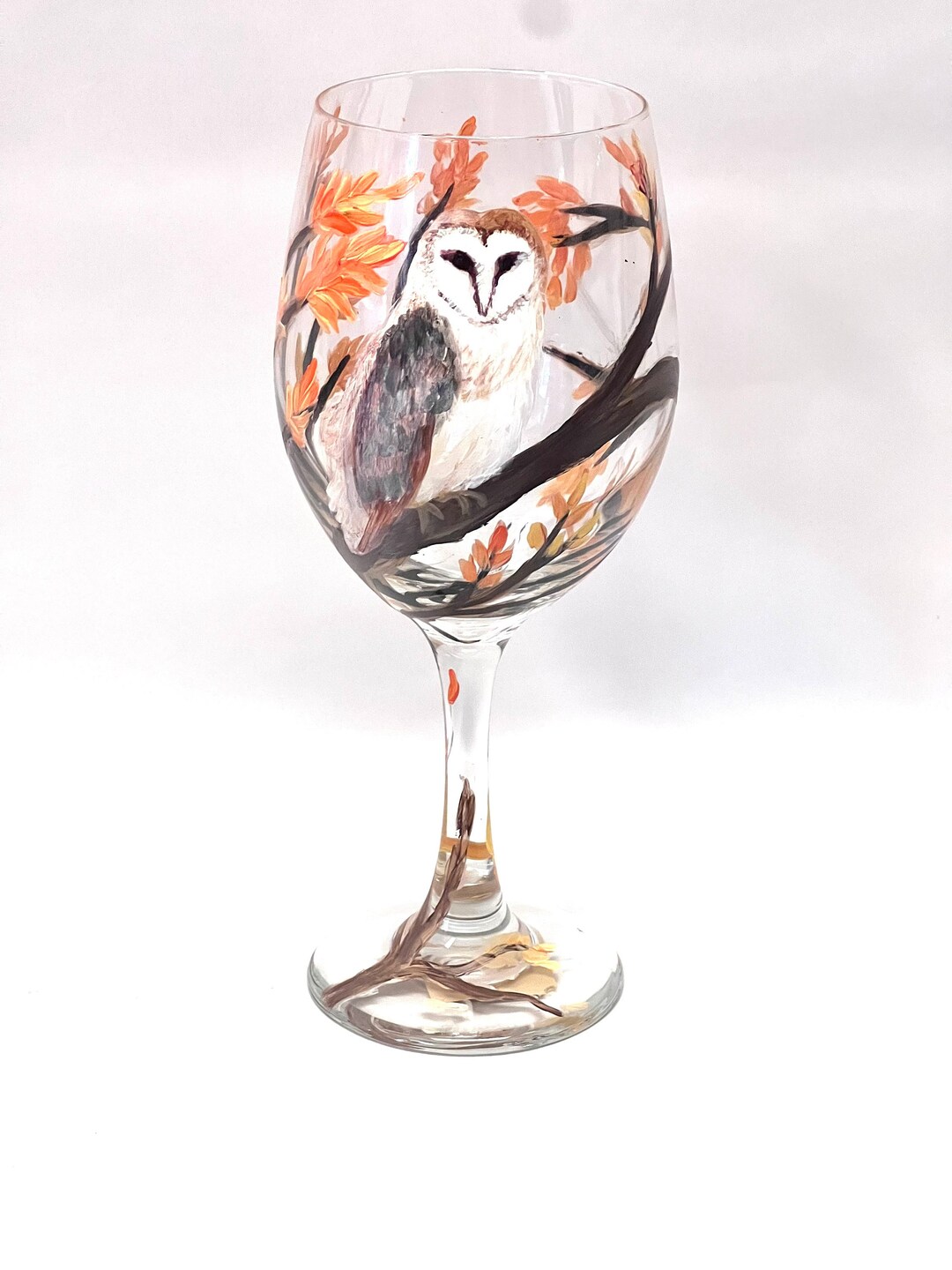 Owl-fall - Autumn- Halloween - Wine Glass - 20oz Hand Painted Wine ...